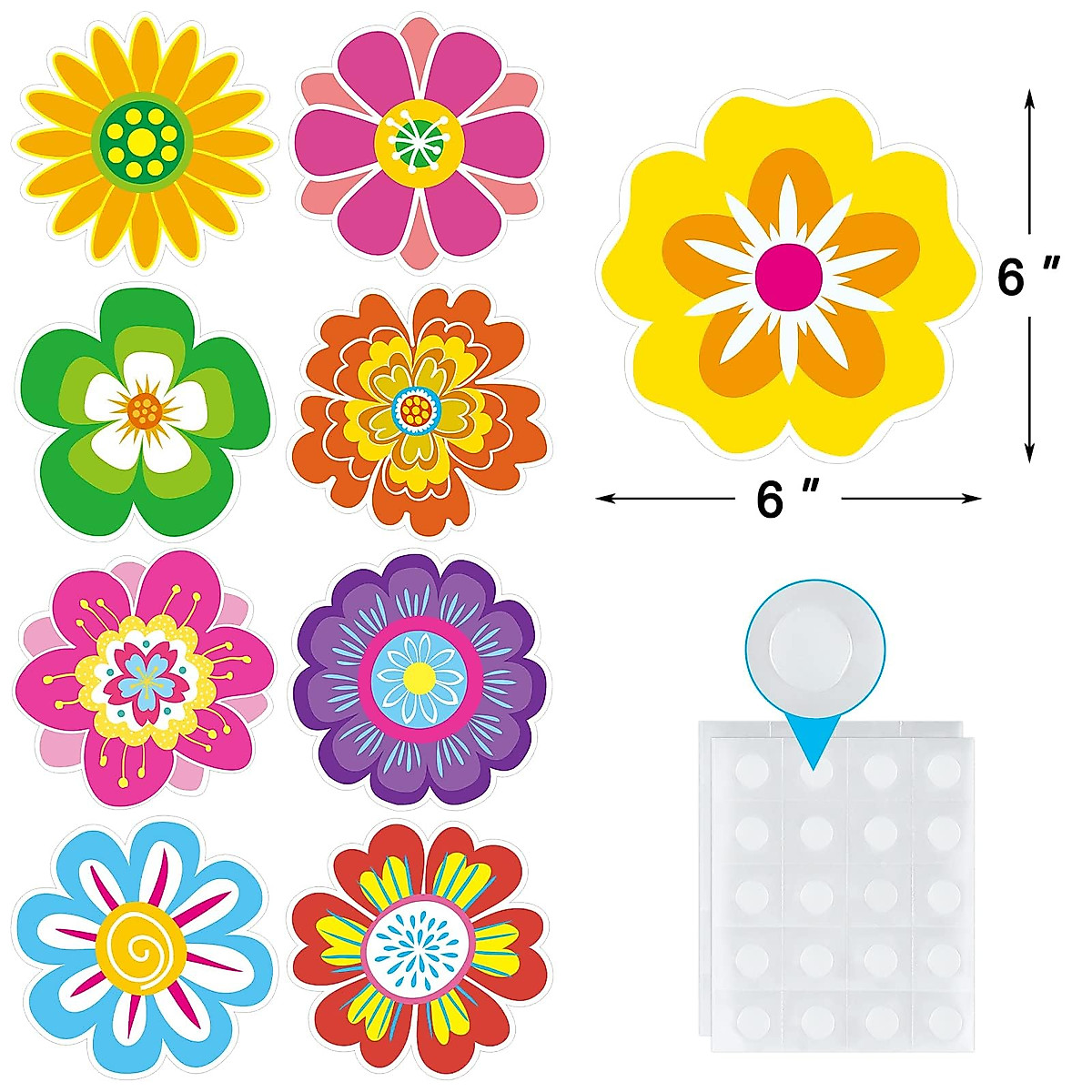 EABETOO 45 Pcs Flower Cutouts for Classroom Bulletin Board Back to School Spring Summer Back To School Party Decorations