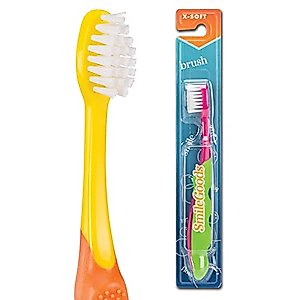 SmileGoods Y231 Child Toothbrush, 23 Tuft, Soft Bristle, with Extra Wide Handle, 72 Individually Packaged Premium Toothbrushes, Assorted Colors Bulk Pack