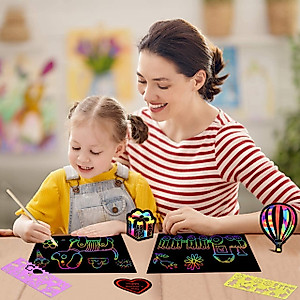 RMJOY Rainbow Scratch Off Paper for Kids: Easter Crafts Gifts for Kids 60pcs Magic Arts Supplies for Age 3-12 Teen Toys Games for Valentines Birthday Christmas Basket Stuffers |Party Favors