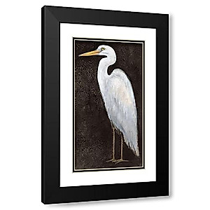 ArtDirect White Heron Portrait II 12x18 Black Modern Wood Framed with Double Matting Museum Art Print by OToole, Tim