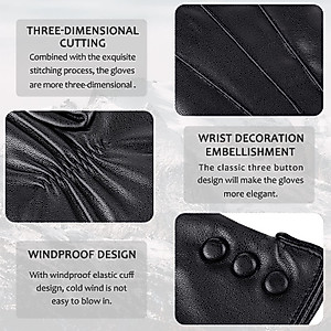ISHISBEB Leather Gloves for Women Winter Warm Gloves Touch Screen Warm Wool Lined Texting Driving Gloves