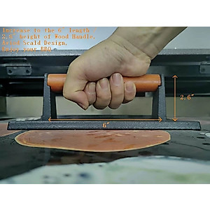 Firsgrill Burger Press 7.08" Round & 8.3‘’X4.3”Rectangle Heavy-Duty Cast Iron Smash Meat Steak With Wood Handle for Blackstone Camp chef Pitboss Weber Treager Griddle Grills (Round & Rectangle)