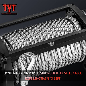 TYT T1 Series Winch 13000 lb. Advanced Load Capacity Electric Winch,12V Waterproof IP67 Electric Winch with Hawse Fairlead, Steel Cable Truck Winch with Wireless Handheld Remote and Wired Handle…