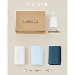 TINGE TIME 3 Panels Wedding Arch Draping Fabric, 30" x 20ft Gradient Blue Chiffon Fabric Drapery Sheer Backdrop Curtain for Wedding Ceremony Party Decoration,Wedding Arch Drapes for Wedding Ceremony