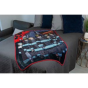JUST FUNKY Fire Force Anime Series Fleece Throw Blanket | Fire Force Manga Throw Blankets | Fire Force Character Favorites Anime Blanket | Measures 60 x 45 Inches