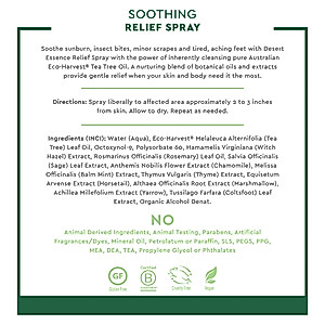 Desert Essence Relief Spray - 4 Fl Oz - Antiseptic Eco-Harvest Tea Tree Oil & Other Essential Oils - Natural First Aid - Minor Burns - Sunburn - Insect Bites - Scrapes - May Comfort Aching Feet