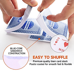 GSE Games & Sports Expert 6-Deck Canasta Cards with Point Values, Includes Canasta and Hand & Foot Game Rules, Traditional Rummy Game Playing Cards (Blue)