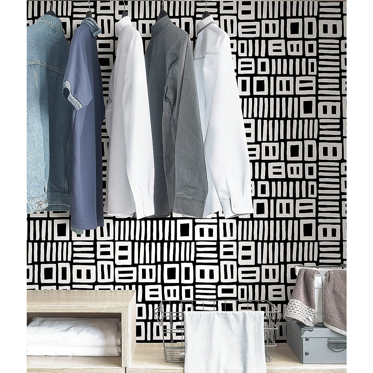 Black Pepper Paperie BPS4058 Traverse Peel & Stick Wallpaper, Black