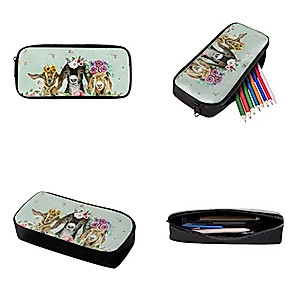 PCSJRKG Goat Hibiscus Flowers 3Pcs Girl Backpack Sets, Leightweight Durable Schoolbag with Lunch Bag and Pencil Bag, Elementary Students Daypack Primary Schoolbag for School