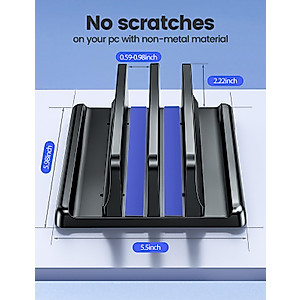 Vaydeer Plastic Dual-Slot Adjustable Vertical Laptop Stand 4 in 1 Design Space-Saving for All MacBook, Chromebook, Surface, Dell, iPad Up to 17.3 Inches - Black