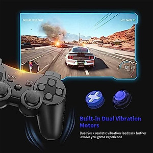 Zeion PS3 Controller Wireless, Gaming Remote Joystick for Play 3 with Charger Cable Cord (Black, Pink, White, Blue)