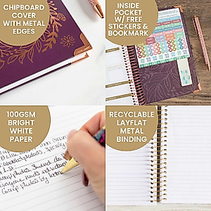 HARDCOVER bloom daily planners 2024 Calendar Year Day Planner (January 2024 - December 2024) - Passion/Goal Organizer - Monthly & Weekly Inspirational Agenda Book - 5.5" x 8.25" - Embroidery, Purple