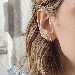 6 Pairs Gold Silver Hoop Earrings for Women Men, Small Endless Stainless Steel Hypoallergenic Earrings Set, Lightweight Nickel Free Cartilage Earingings