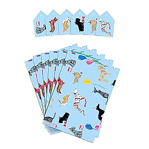 CENTRAL 23 Dog Wrapping Paper - 6 Sheets of Blue Gift Wrap - Birthday Dogs Balloon - Puppy Pets - For Men Women Kids - Fur Mom or Dog Dad - Recyclable