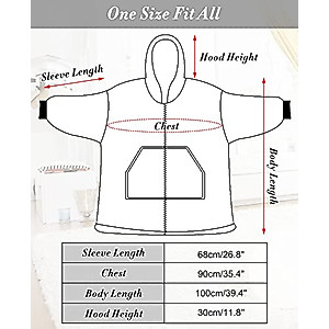 Wearable Blanket Hoodie for Women Men, Blanket Hoodie with Zip and Big Pockets, Oversized Sweatshirt Adult, One Size Fits All