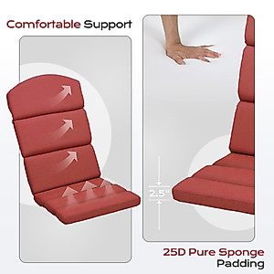 BPS Patio Chair Cushions for Adirondack Chairs, High-Back Design, 52"x20"x2.5" Olefin Fabric Slipcovers with Ties, for Outdoor Furniture, Set of 2