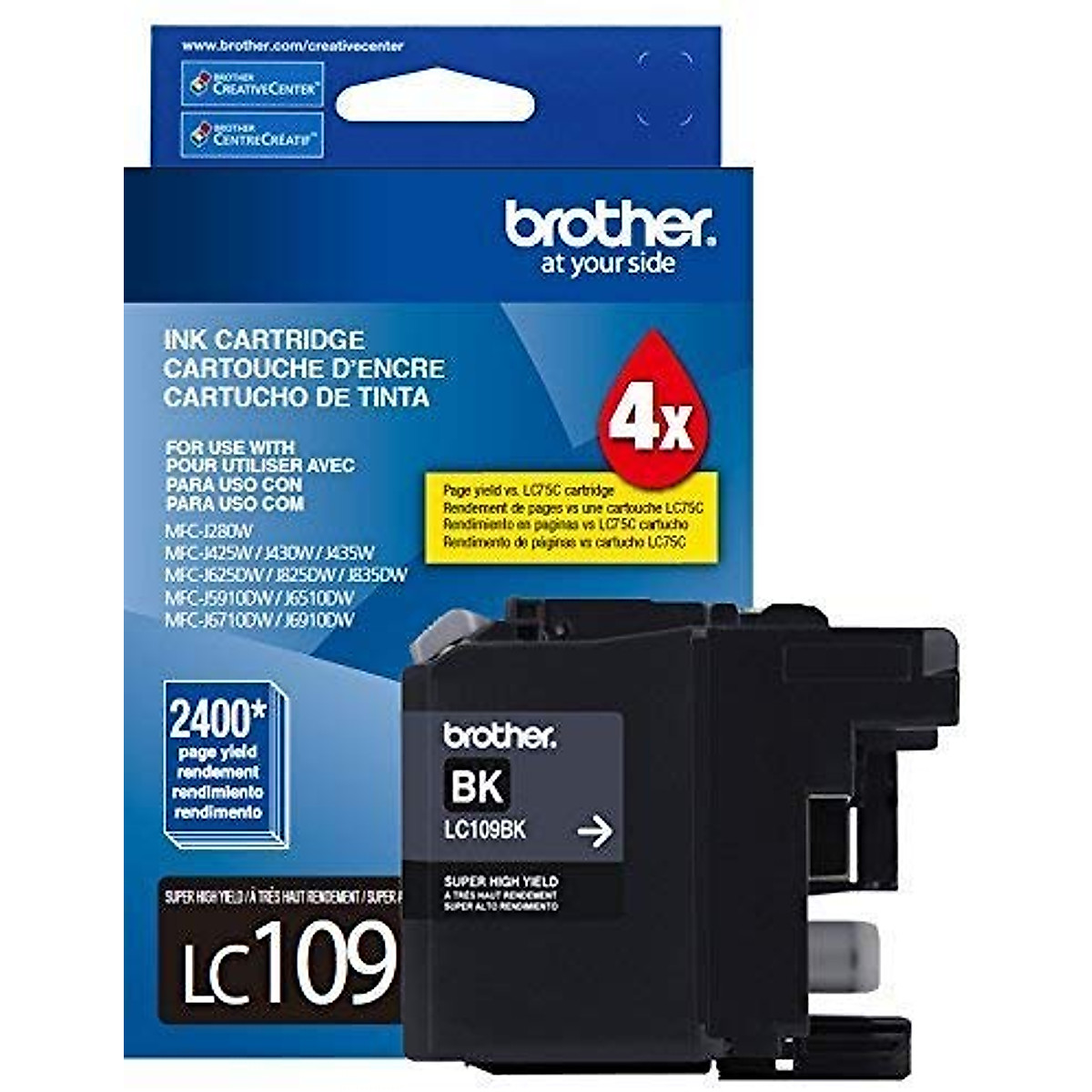 Brother Printer Ultra High Yield Inkjet Cartridge - Black (LC109BK), Pack of 4