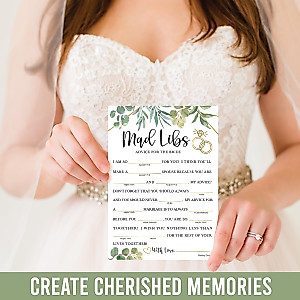 Hadley Designs 20 Greenery Bridal Shower Games For Guests - Hilarious Bridal Shower Games 20 Guests, Couples Wedding Shower Games, Guess The Dress Set, Advice Cards For Bridal Shower Mad Libs