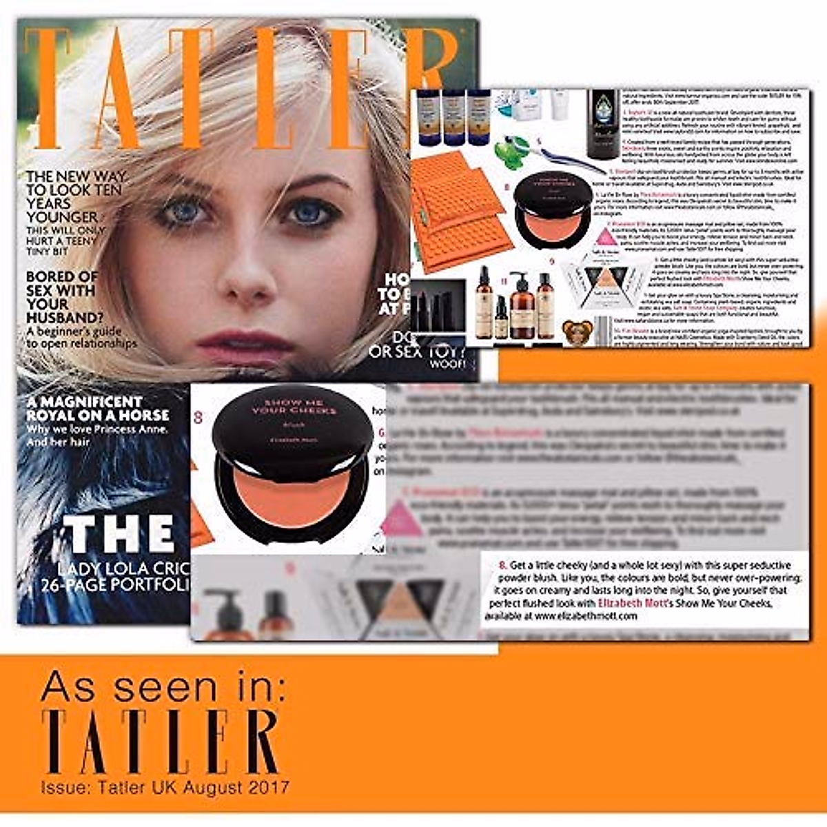 Elizabeth Mott Natural Pink Blush Makeup - Show Me Your Cheeks Blush Natural Glow - Cruelty Free - Buildable & Blendable Cheek Blush with a Light Shimmer - Compact Blusher, Peach Pink