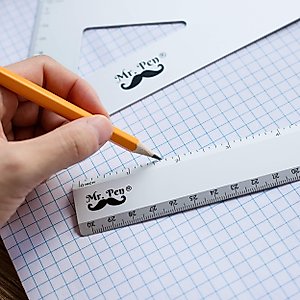 Mr. Pen– Metal Geometry Set, 4Pack, Metal Protractor, Aluminum Ruler, Metal Set Square, Triangle Ruler, Drafting Triangles, Triangle Ruler, Protractor Metal, Drafting Set, Geometry Kit, Drafting Ruler