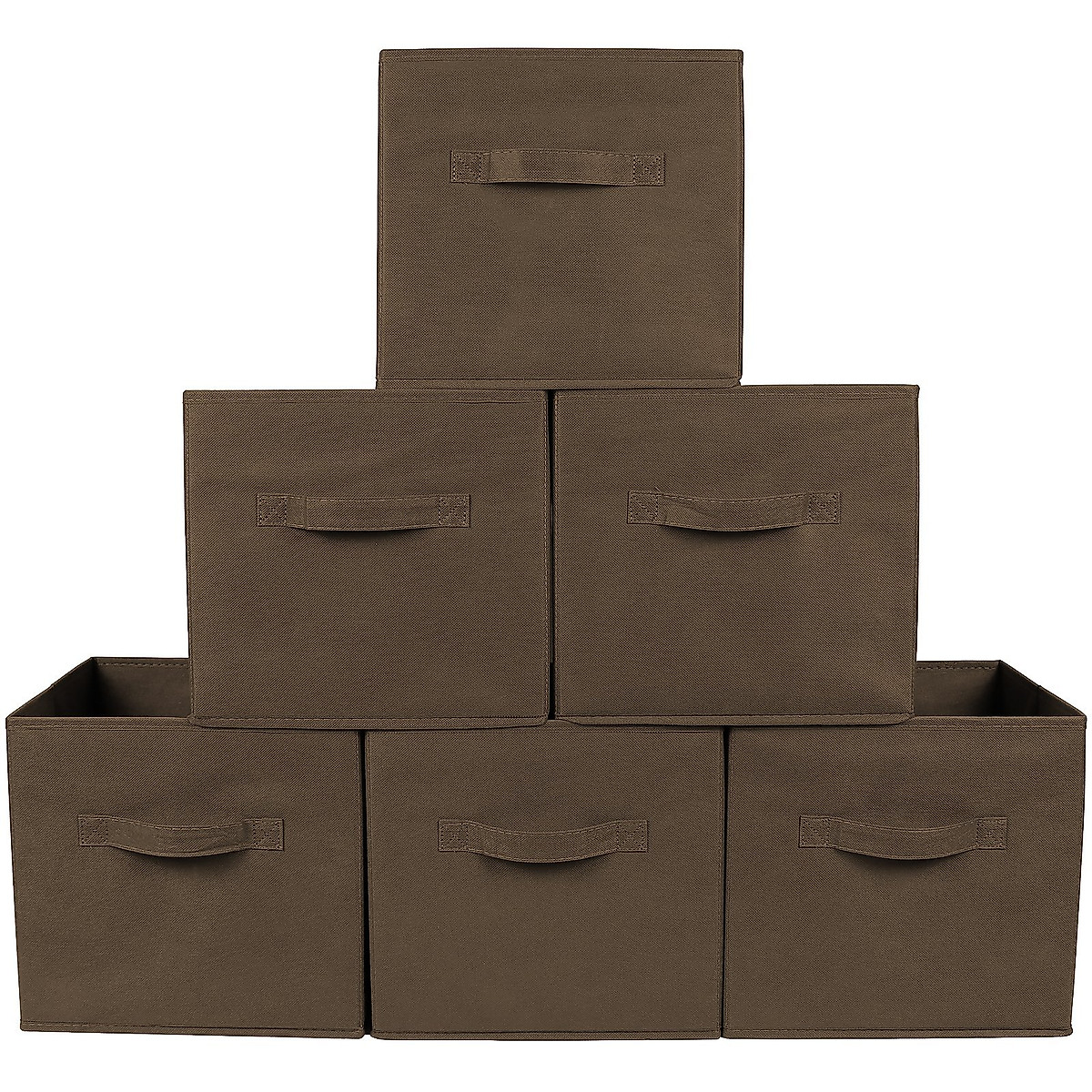 Greenco Foldable Storage Cubes Non-woven Fabric -6 Pack-(Brown)
