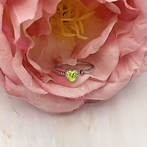 通用 Heart Shape Birthstone Ring Adjustable 925 Sterling Silver Birthday Mom Rings Jewelry Gifts for Women (Nov)