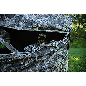 Muddy Outdoors Infinity Camo Shadow Mesh Windows Black Backed Water Resistant Heavy-Duty 600 Denier Fabric Ground Blind, 2-Person