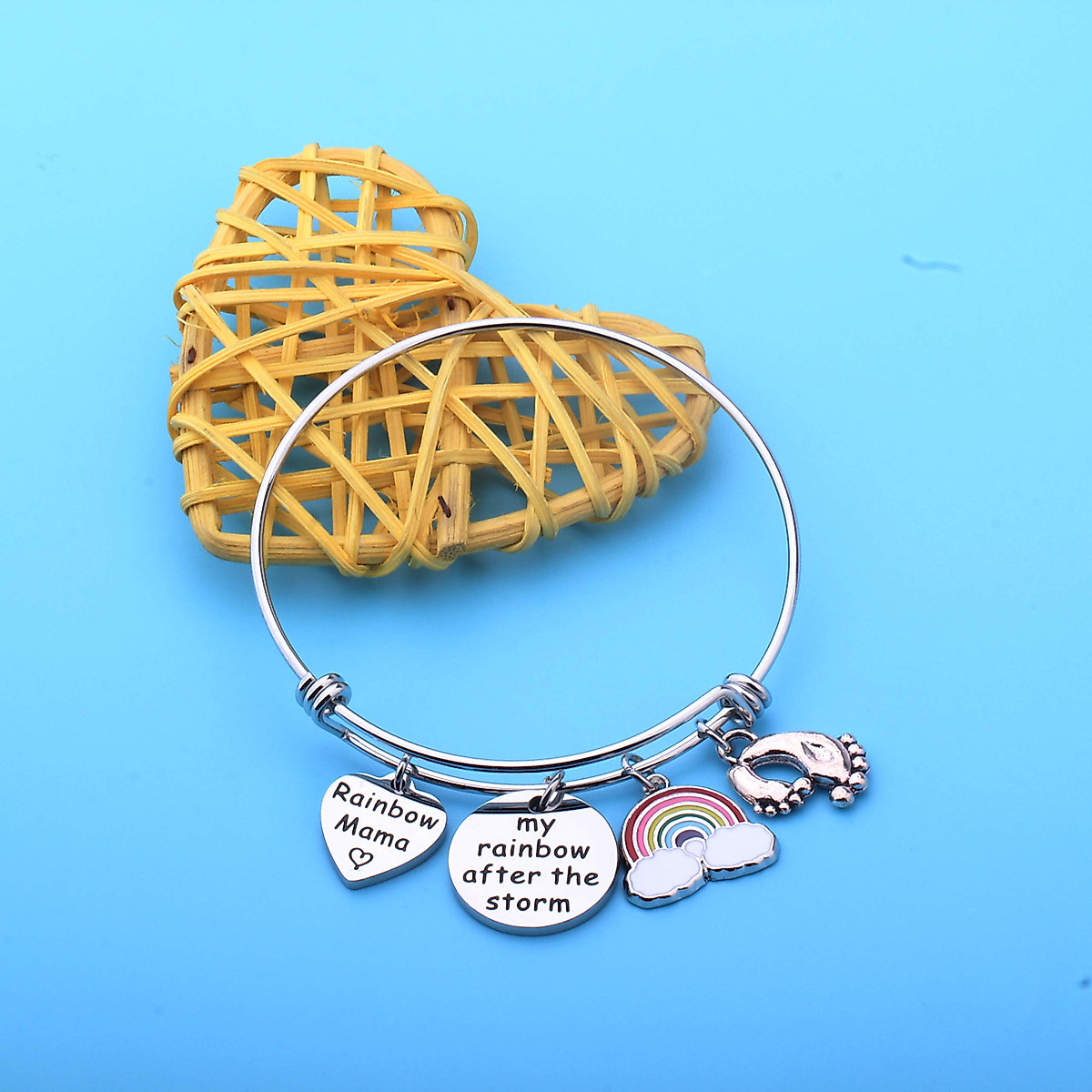 SEIRAA New Mommy Gifts Rainbow Baby Bracelet My Rainbow After the Storm Rainbow Jewelry for Pregnancy Expectant Mother (Rainbow Baby Bracelet)