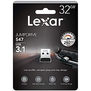 Lexar JUMPDRIVE S47 32GB USB 3.1 Black,LJDS47-32GABBK