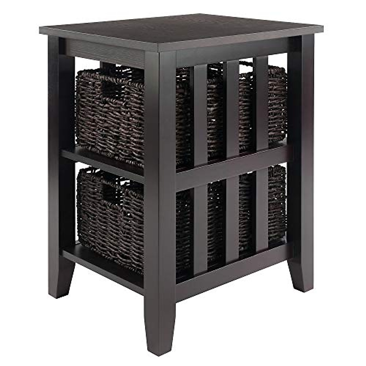 Winsome Morris 25.04" x 20.08" x 16.54" Wood Side Table With 2 Foldable Baskets, Espresso