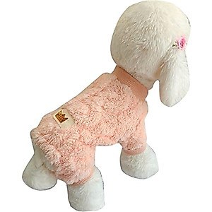 ChezAbbey Pets Dog Costume Plush Dog Pajamas for Cold Weather 4 Legged Clothes for Dog Cat Stretchy Puppy Kitten Onesie with Buttons Warm Soft Pet Jumpsuit Winter Coat