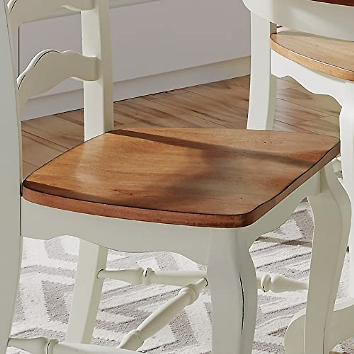 Home Styles French Countryside Oak/White Pair of Chairs with Distressed Oak and Rubbed White Finish 16.5D x 17.75W x 18H in