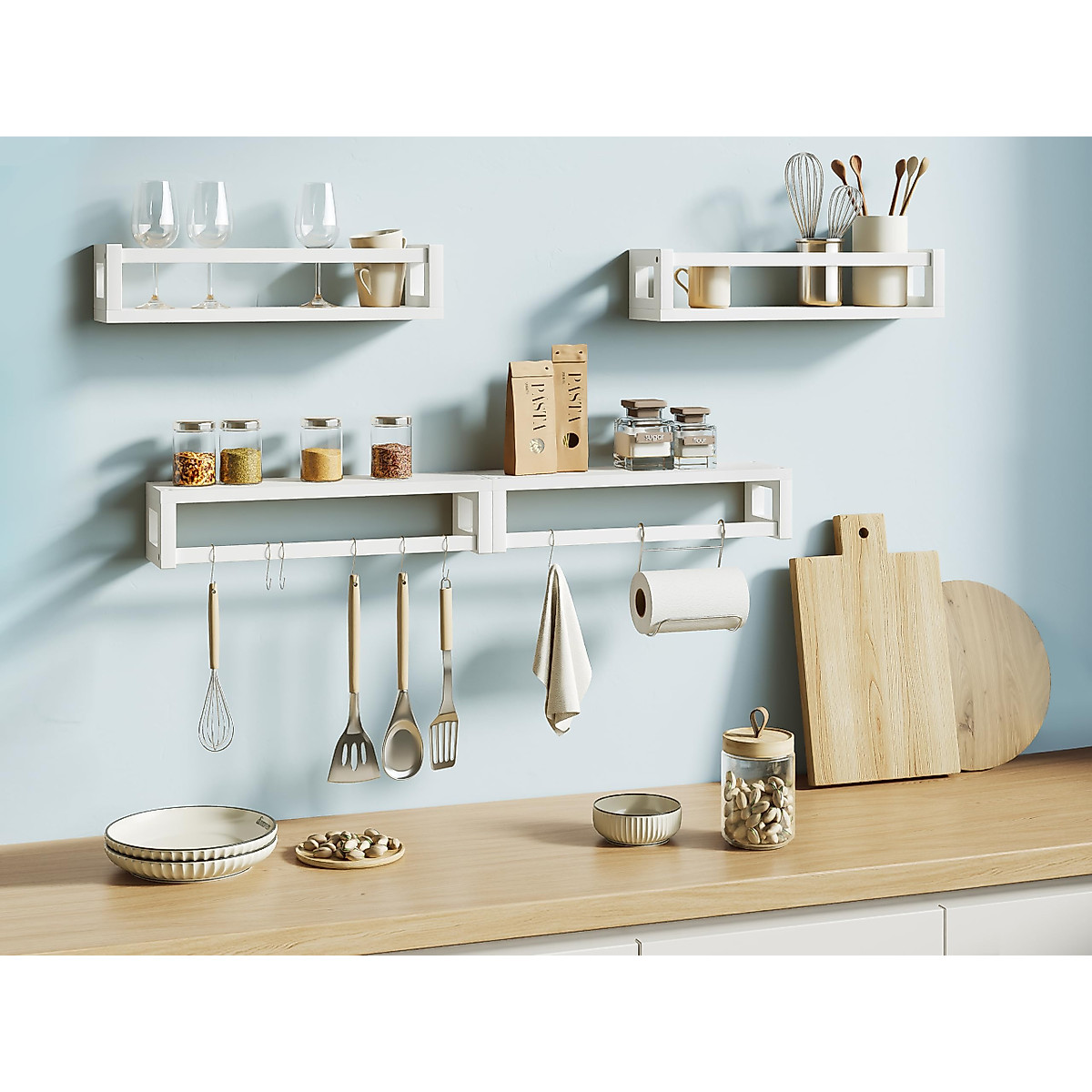 TidyCorner Upgraded Thick Floating Shelves - Multi-Use Wall-Mounted Bookshelves for Kids and Nursery, Ideal for Books, Toys, Spice Rack, Decor - White