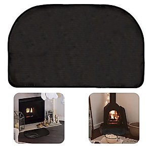 NQEUEPN Fireplace Mat, 42x24 Inch Hearth Pad Half Round Fire Flame Resistant Floor Covering Protection Heat Proof Grill Mat for Wood Stove Indoor Outdoor (Black)