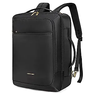 LIGHT FLIGHT Laptop Backpack Women, Large Computer Backpack for 17.3 Inch Laptop, Professional Womens Work Backpack, Convertible 3 In 1 Backpacks Water Resistant, Black