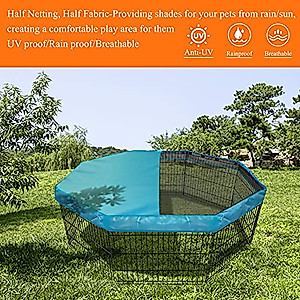 PJYuCien Dog Playpen Mesh Top Cover, Fits 24 Inch 8 Panels Regular Octagon Metal Exercise Pet Playpen, Velcro Connections, Blue (Note: Cover Only, Playpen Not Included !!!)