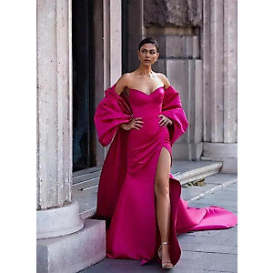 Mouccy Black Halloween Cape with Big Bow Satin Wedding Bridal Cloak Detachable Bridal Wraps with Sleeves Detachable Train