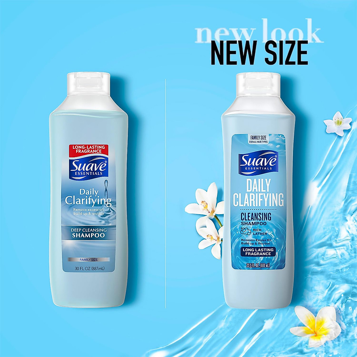 Suave Clarifying Shampoo, Family-Size 3-Pack – pH-Balanced & Hypoallergenic Daily Deep Cleansing Shampoo for Normal to Oily Hair, 22.5 Oz Ea