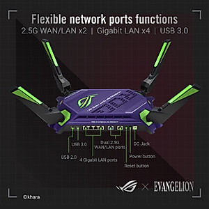ASUS ROG Rapture GT-AX6000 EVA Edition Dual-Band WiFi 6 Gaming Router, Dual 2.5G WAN/LAN Ports, WAN Aggregation, Triple-Level Game Acceleration, AiMesh Compatible, Lifetime Internet Security