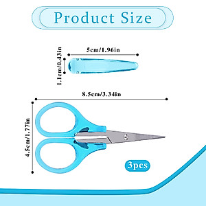 3Pcs Detail Mini Craft Scissors Set Stainless Steel Scissors with Protective Cover Small Scissors All Purpose Craft Scissors Precision Straight Fine Tips Design for Paper Cutting,Scrapbooking
