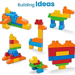 MEGA BLOKS First Builders Toddler Blocks Toys Set, Deluxe Building Bag with 150 Pieces and Storage, Blue, Ages 1+ Years