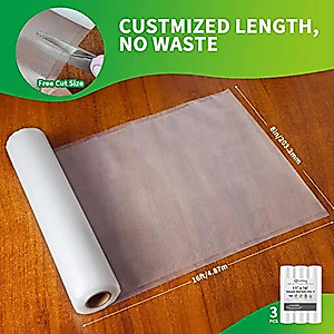 VEBUG Vacuum Sealer Bags, 3 Pack 11’’x16’Vacuum Sealer Bags Rolls, Seal a Meal, Commercial Grade, BPA-Free, Food Vac Bags for Storage, Meal Prep or Sous Vide