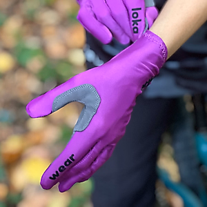 Loka Wear Women MTB Cycling Biking Gloves Full Finger All Finger Tips Touch Screen Breathable Light Weight Padded Audrey - Magenta (Medium)