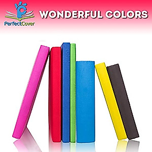 7 Pack Stretchable Book Covers - Multiple Colors Durable, Washable, Reusable and Protective Jackets for Hard Cover Schoolbooks and Textbooks - by PerfectCover (7-Pack, Colors)
