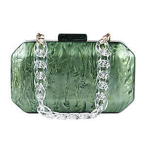 wydzrt Women's handbag Marble acrylic purse elegant evening clutch handbag crossbody bag (green)