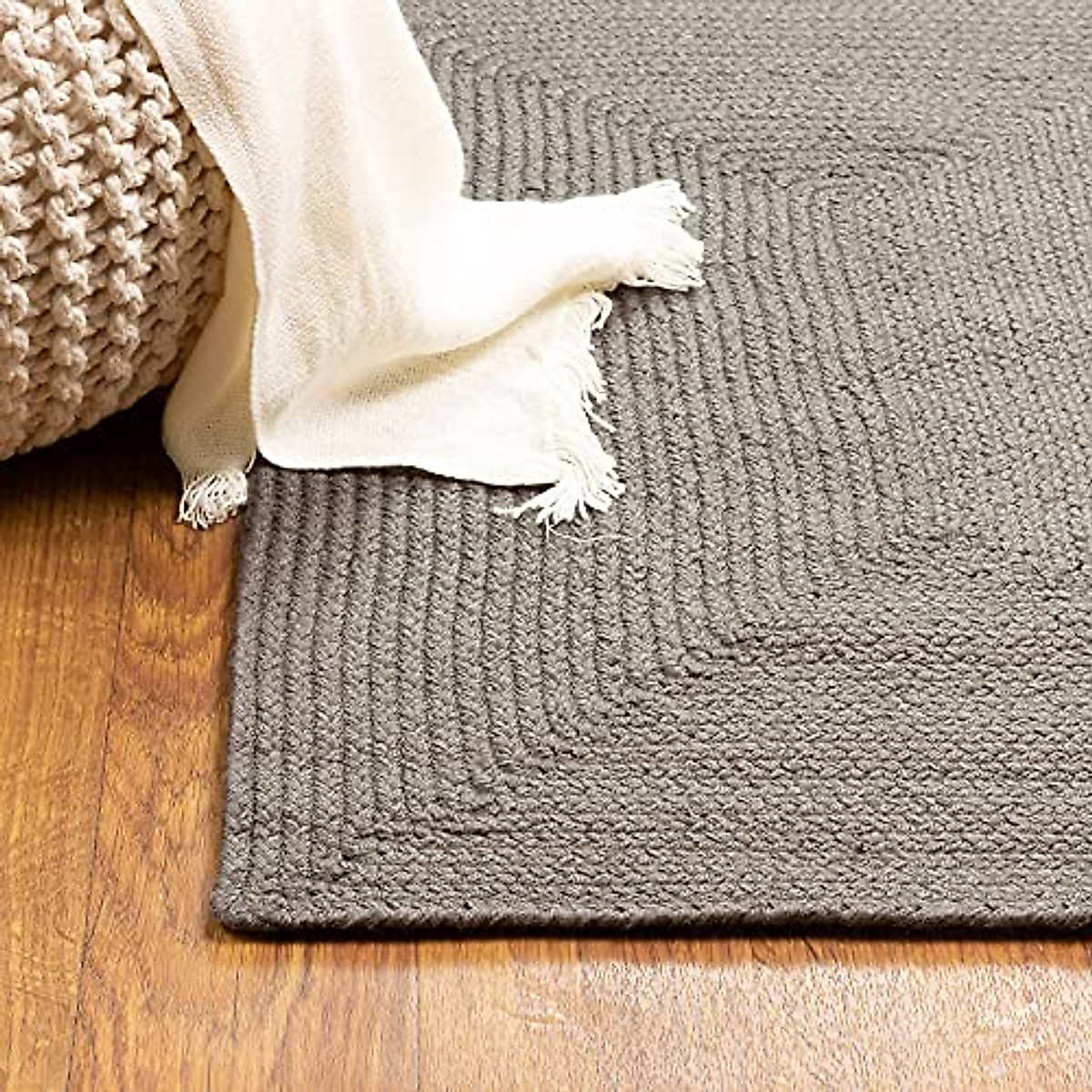 Super Area Rugs Lichfield Handmade Solid Reversible Indoor / Outdoor Braided Rug Charcoal Gray 2' x 3' Rectangle