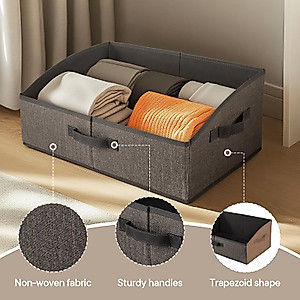 DAYARD Fabric Bins [3-Pack], Trapezoid Storage Bins with Handles, Foldable Baskets Storage Boxes for Shelves, Closet, Bookshelf, Organizer Containers, 20 x 11 x 8 inch Coffee