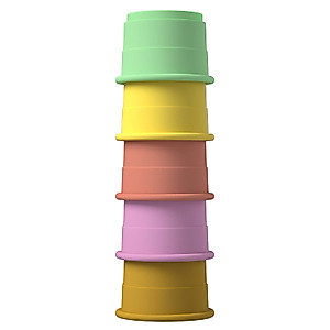 TYRY.HU Soft Silicone Stacking Cups Toy, 5 PCS Montessori Toys for 10+ Months Toddlers, Building Toys Nesting Cups Toys for Educational Develop Learning, Bathing Toy with Fruit Pattern, Colorful