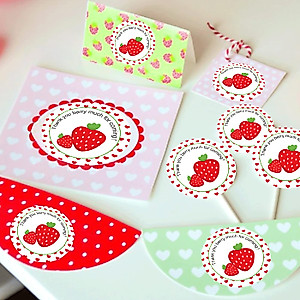 Strawberry Thank You Sticker Labels 1.5 Inch Thank You Berry Much for Coming Stickers - Sweet Strawberry Themed Birthday Party Favors Thank You Sticker Labels 250 Pcs