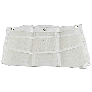 Home-X Hanging Mesh Shower Organizer, Bathroom Shower Organizer for Essentials, Shower Storage Pockets for Shampoo, Conditioner, Soap, and More, 17 ¼" L x 15 ¾" W, White